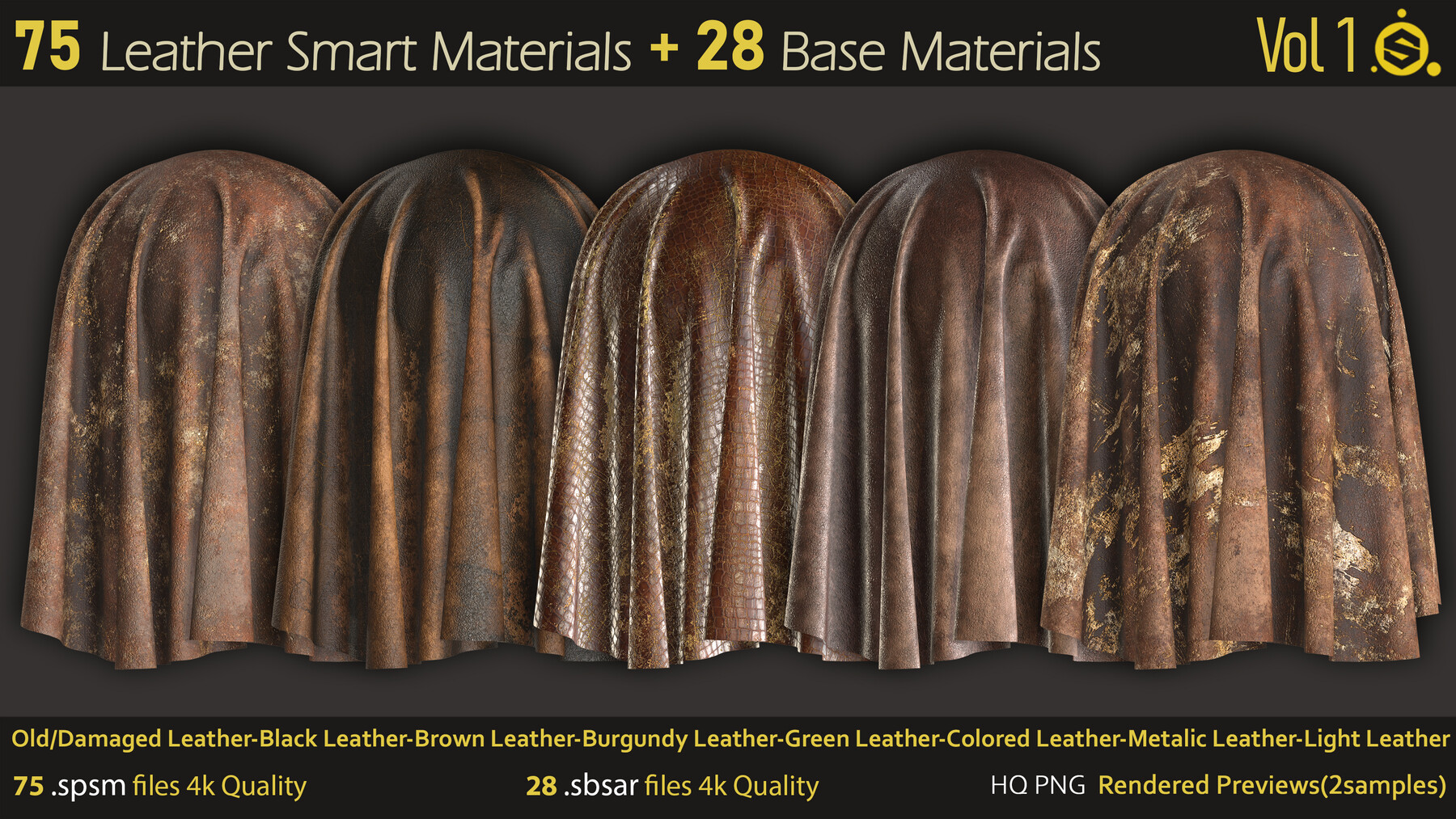 ArtStation - 75 Leather Smart Materials+28 Base Materials-Substance ...