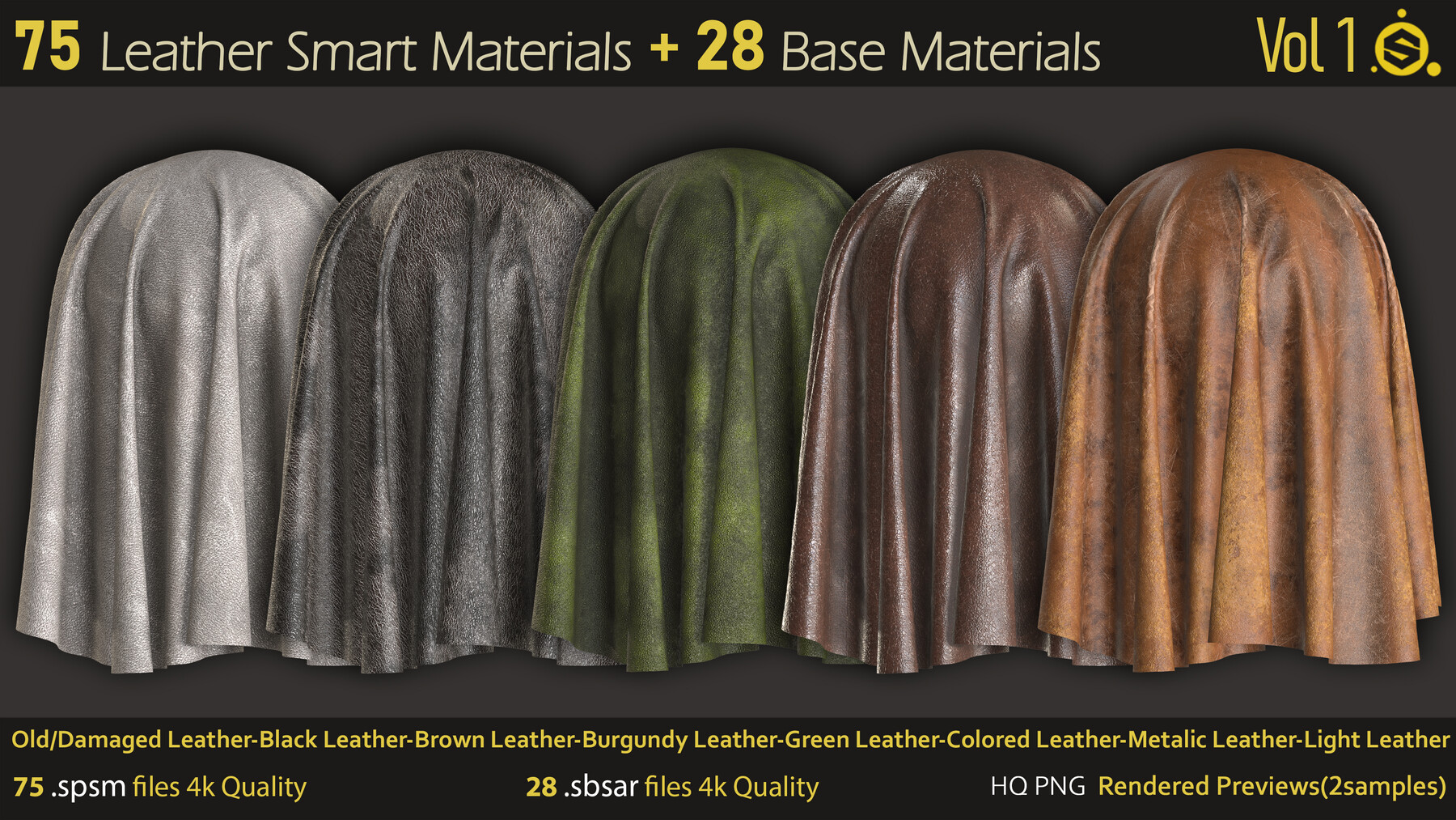 ArtStation - 75 Leather Smart Materials+28 Base Materials-Substance ...