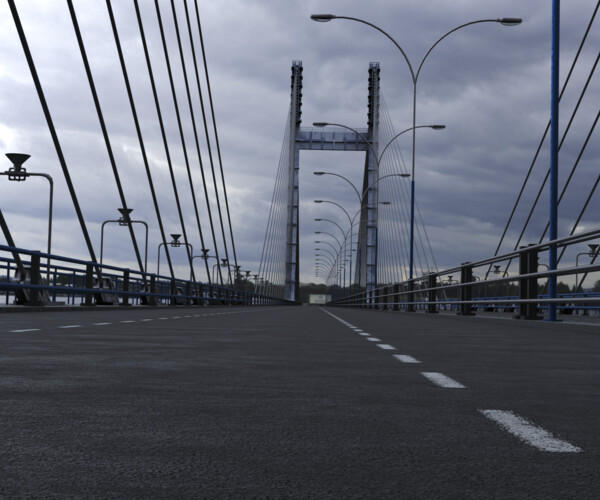 ArtStation - Cable Stayed Bridge 3D model | Resources