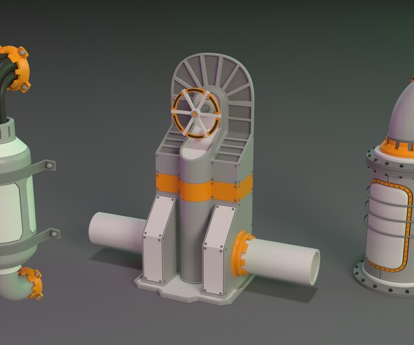 ArtStation - Wall Tube Mechanism Props 1 - 20 pieces | Resources