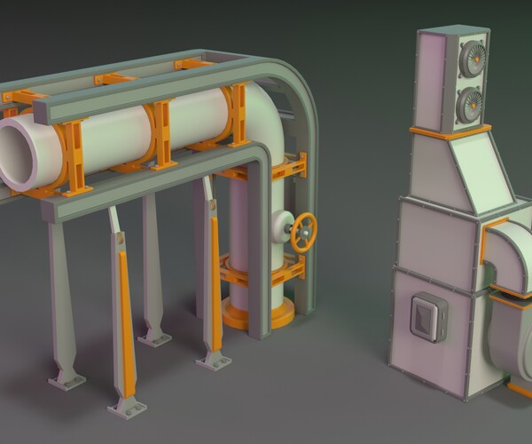 ArtStation - Wall Tube Mechanism Props 1 - 20 pieces | Resources