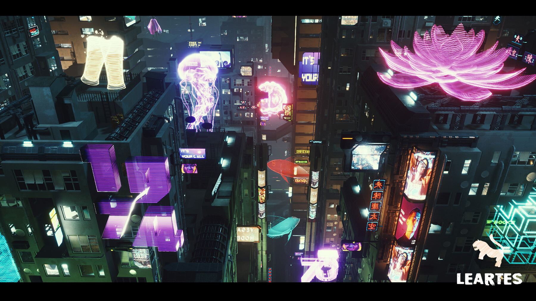 ArtStation - Cyberpunk Holograms / Neon Set ( Set of 33 Holograms ...
