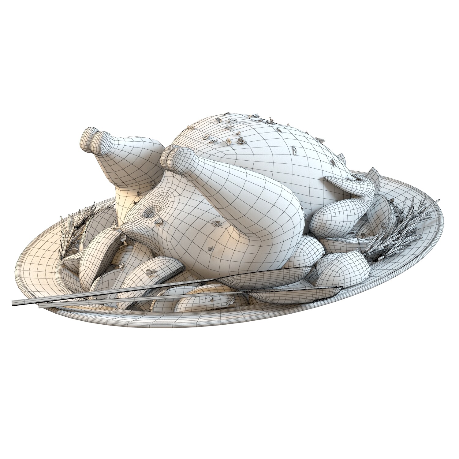 ArtStation - 3D Model / Food Set 01 / Roasted Chicken with Potatoes and ...