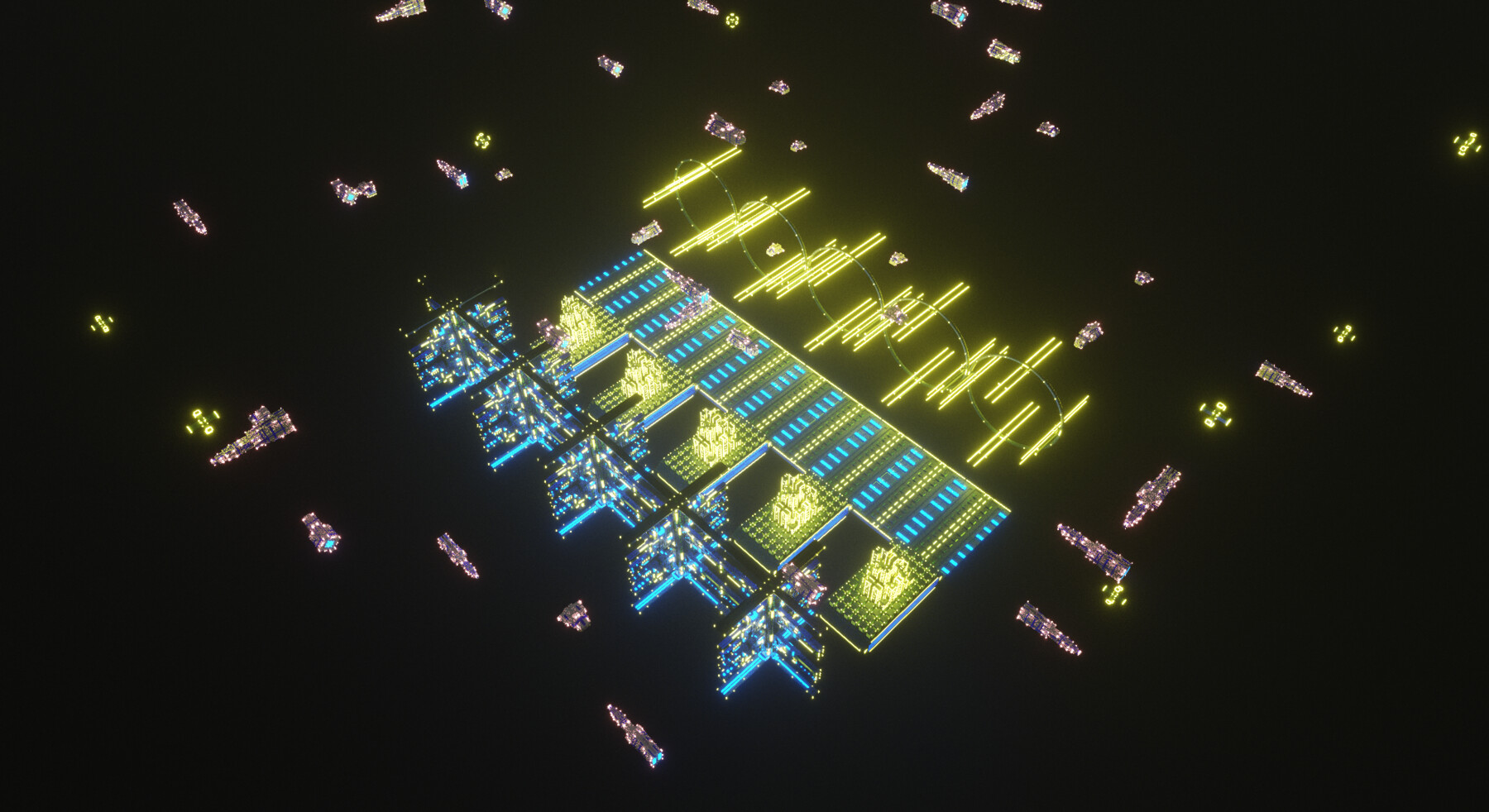 ArtStation - 3d voxel space ship station | Game Assets