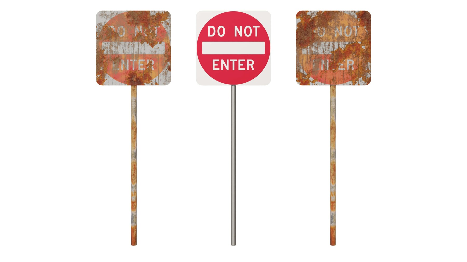 ArtStation - Do Not Enter signs Rusted Old and Clean versions Low-poly ...