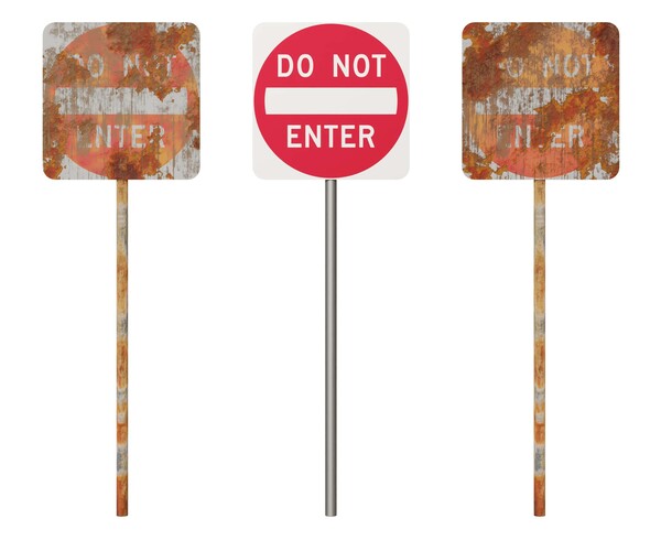 ArtStation - Do Not Enter signs Rusted Old and Clean versions Low-poly ...