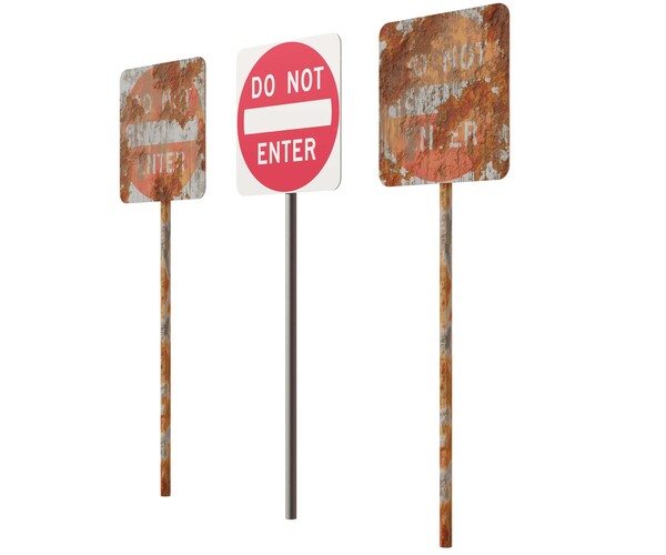 ArtStation - Do Not Enter signs Rusted Old and Clean versions Low-poly ...