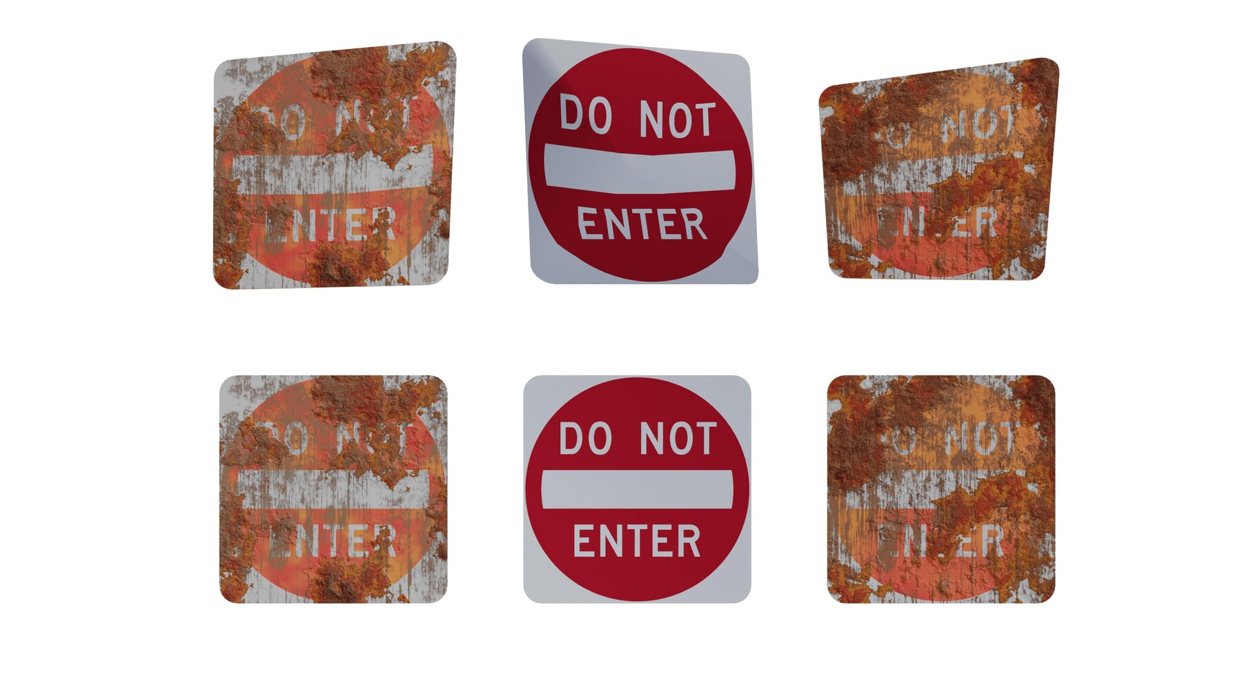 ArtStation - Do Not Enter signs Rusted Old and Clean versions Low-poly ...
