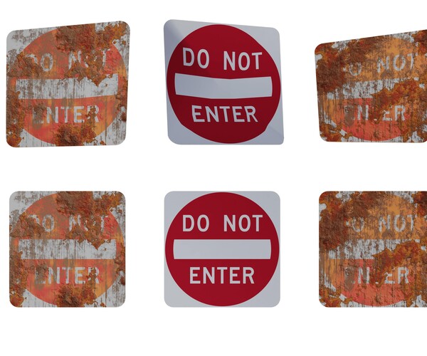 ArtStation - Do Not Enter signs Rusted Old and Clean versions Low-poly ...