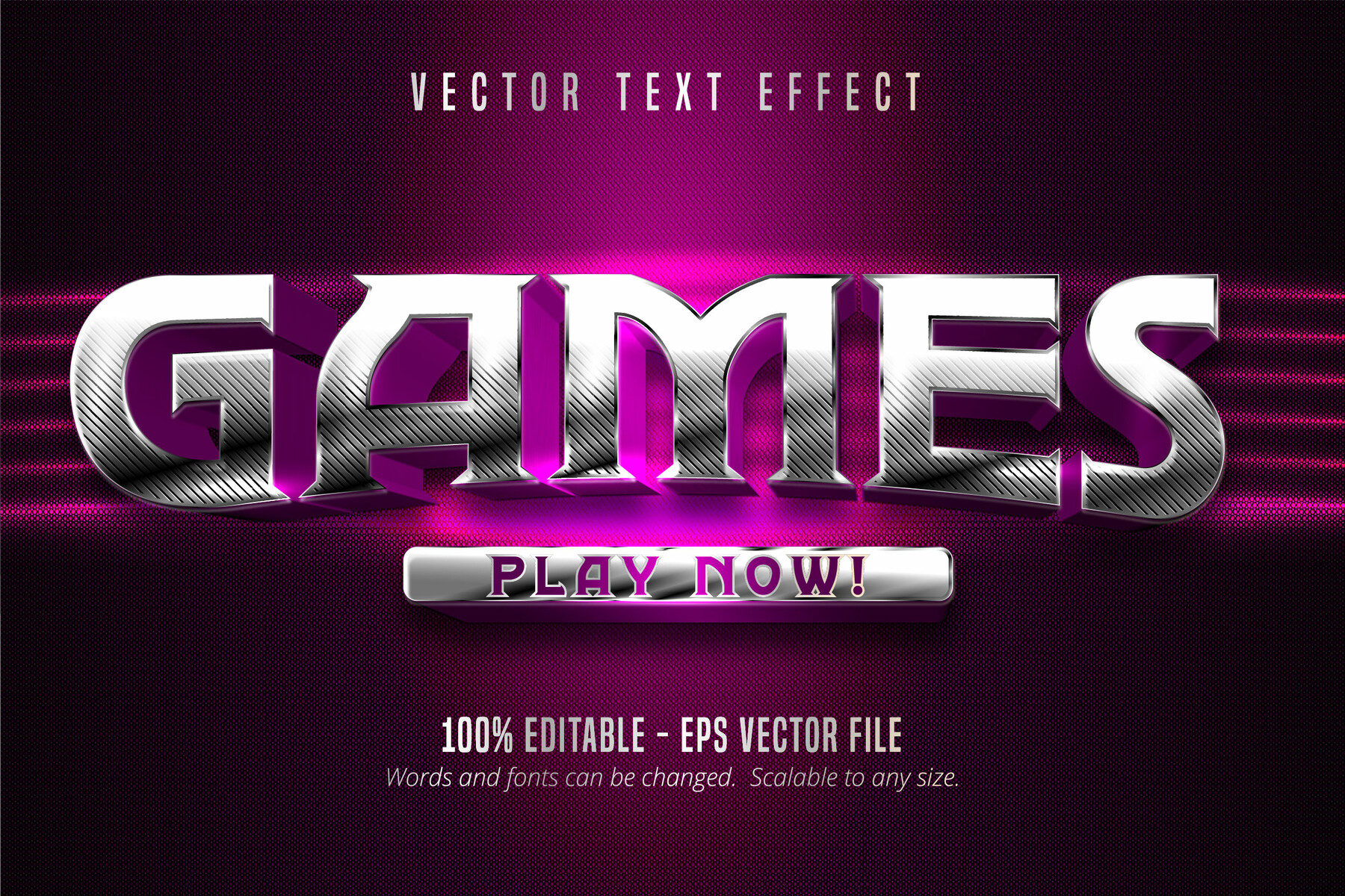 ArtStation - Games. Play now! text, silver color style editable text ...