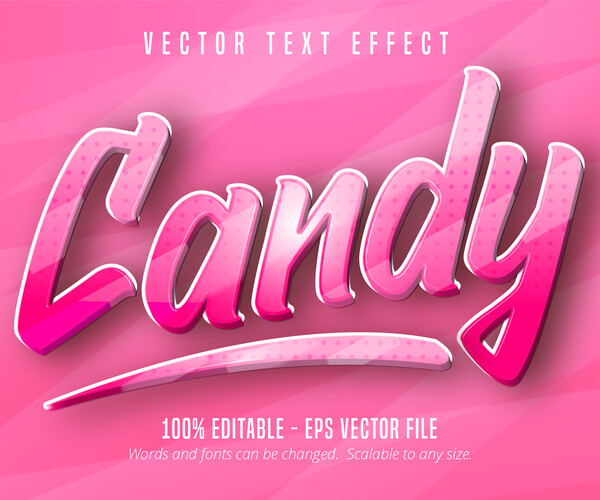 ArtStation - Candy text, cartoon pink color style editable text effect ...