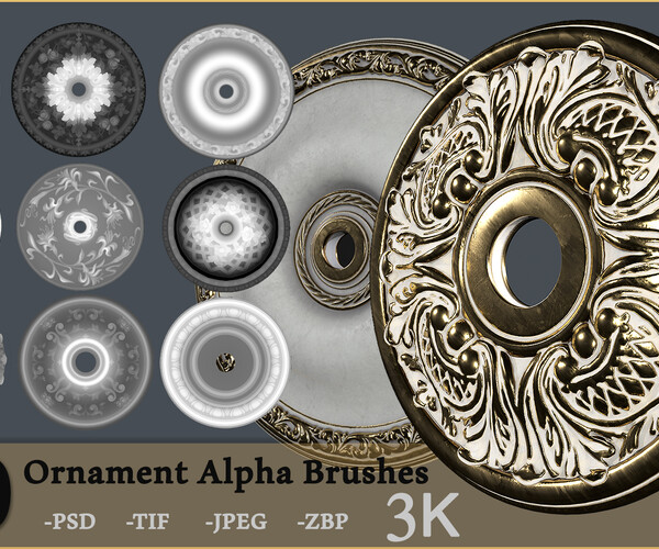 ArtStation - Ornament Alpha Brushes And Alphas (100) | Brushes