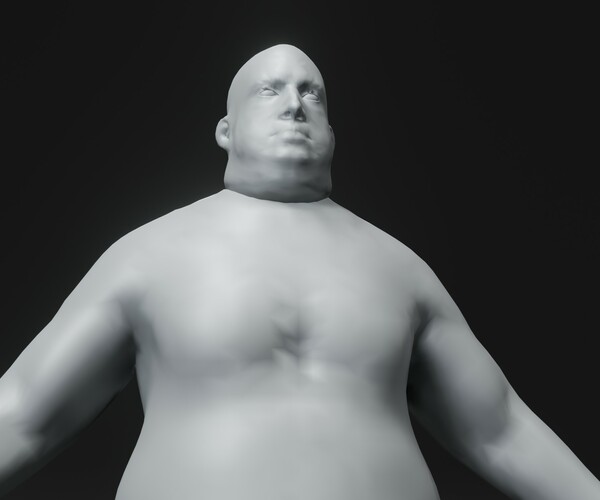 ArtStation - Male Body Fat Base Mesh 3D Model 10k Polygons | Game Assets