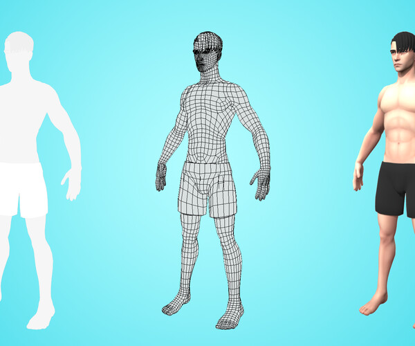 ArtStation - Hou: Rigged Cartoon Male Character - Base Mesh | Game Assets