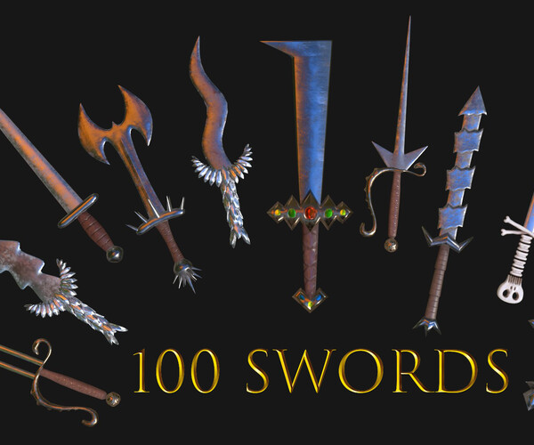 ArtStation - 100 Swords Collection Pack Low-Poly for Games PBR | Game ...