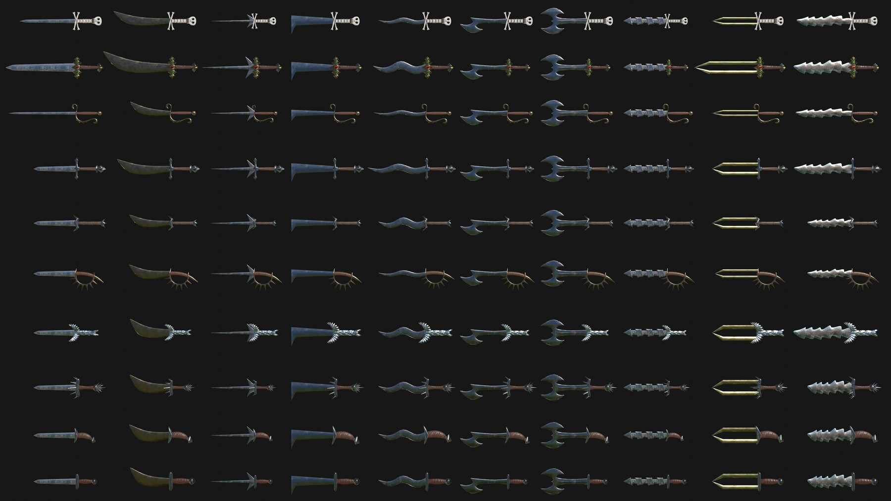ArtStation - 100 Swords Collection Pack Low-Poly for Games PBR | Game ...