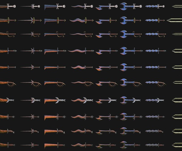 ArtStation - 100 Swords Collection Pack Low-Poly for Games PBR | Game ...