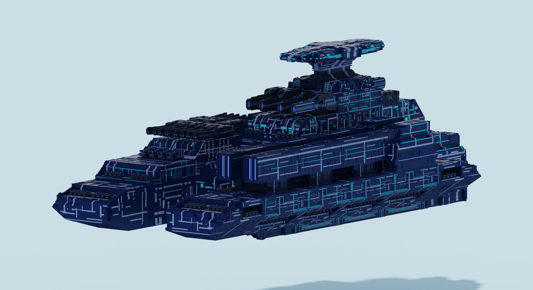 ArtStation - 3d voxel iso space ship in light 2 | Game Assets