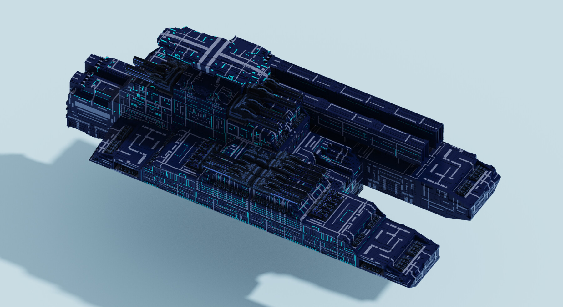 ArtStation - 3d voxel iso space ship in light 2 | Game Assets