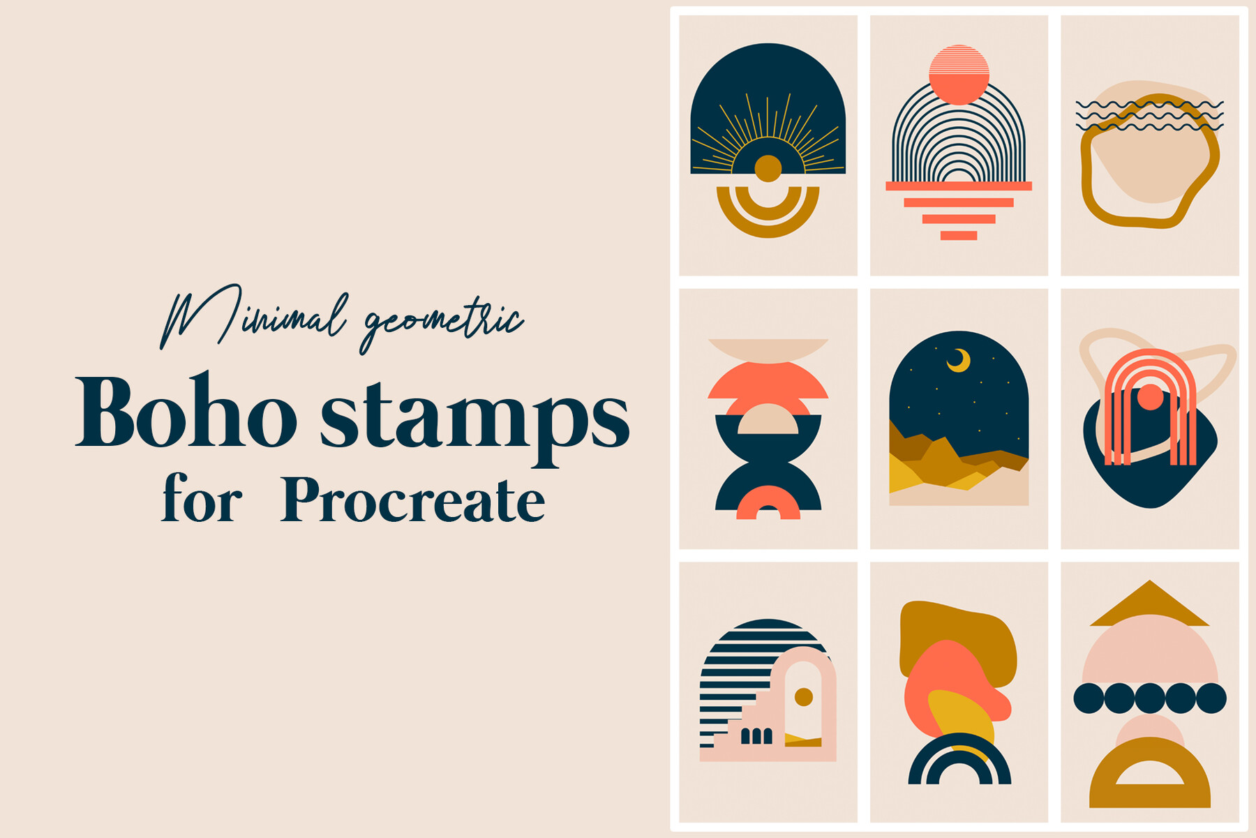 ArtStation - Geometric Boho Stamps For Procreate | Brushes