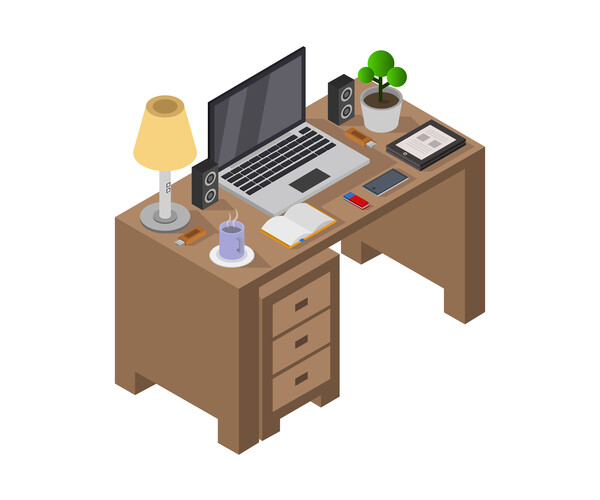 ArtStation - Isometric office desk | Artworks