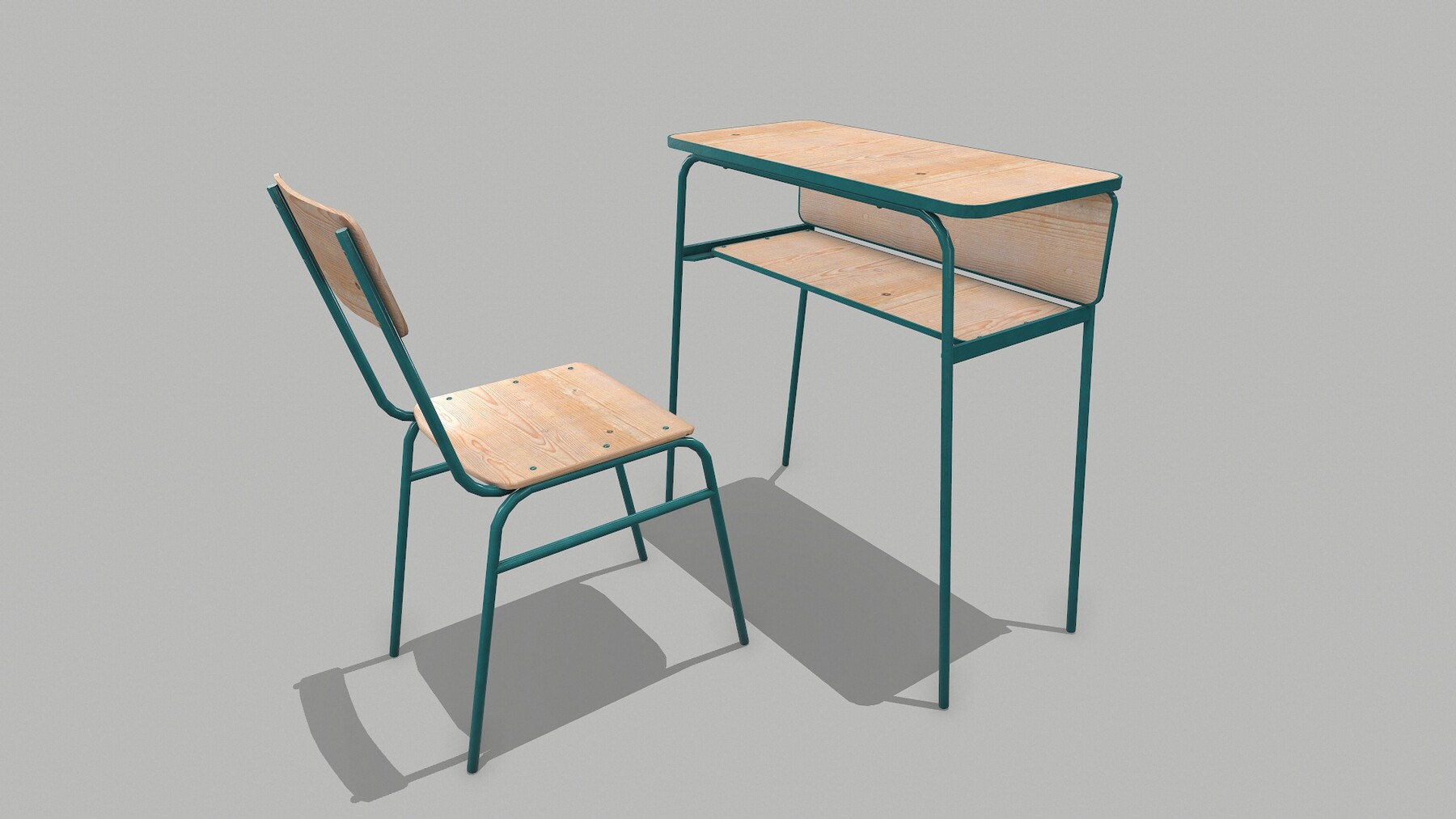 ArtStation - School chair and desk B | Game Assets