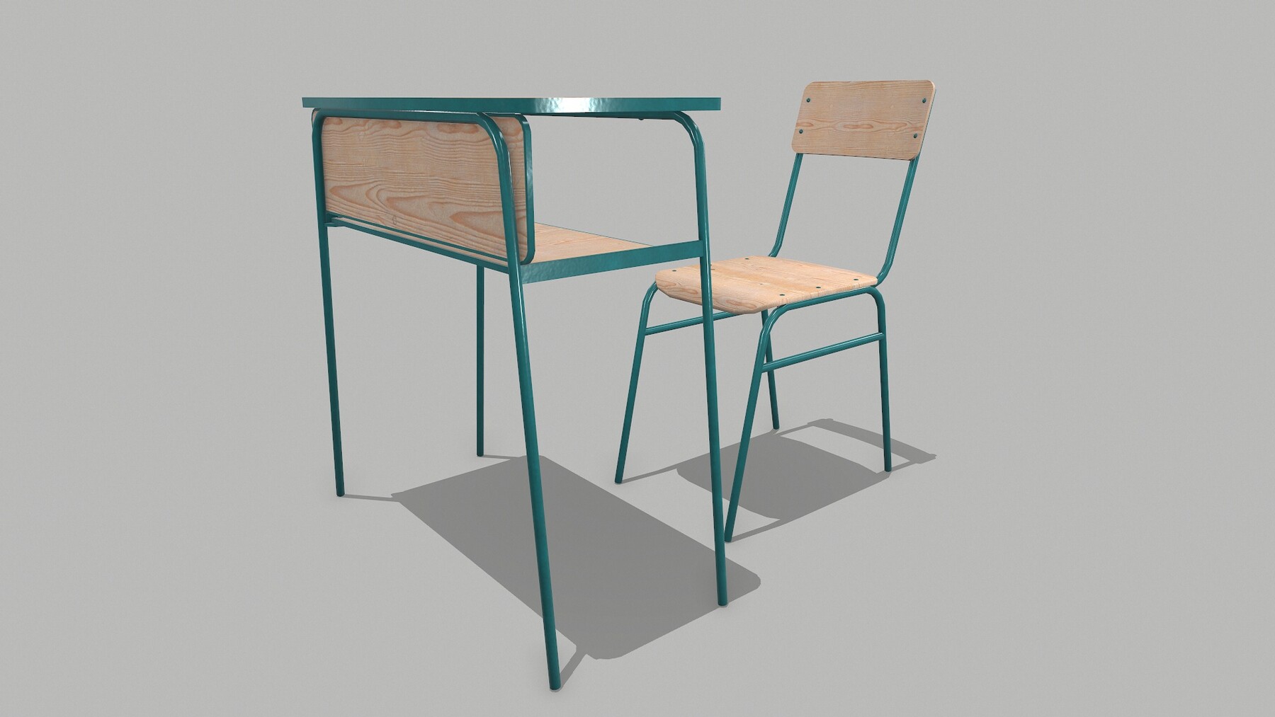 ArtStation - School chair and desk B | Game Assets