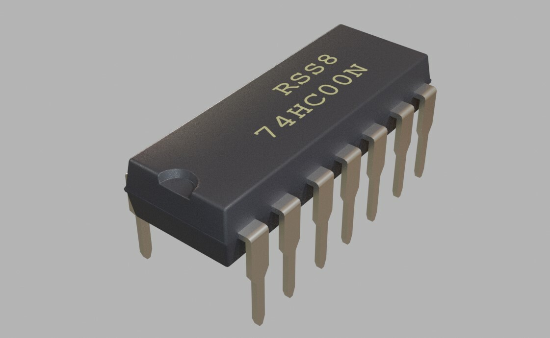 ArtStation - Microchip DIP 14 pin - Electronic parts Low-poly 3D model ...