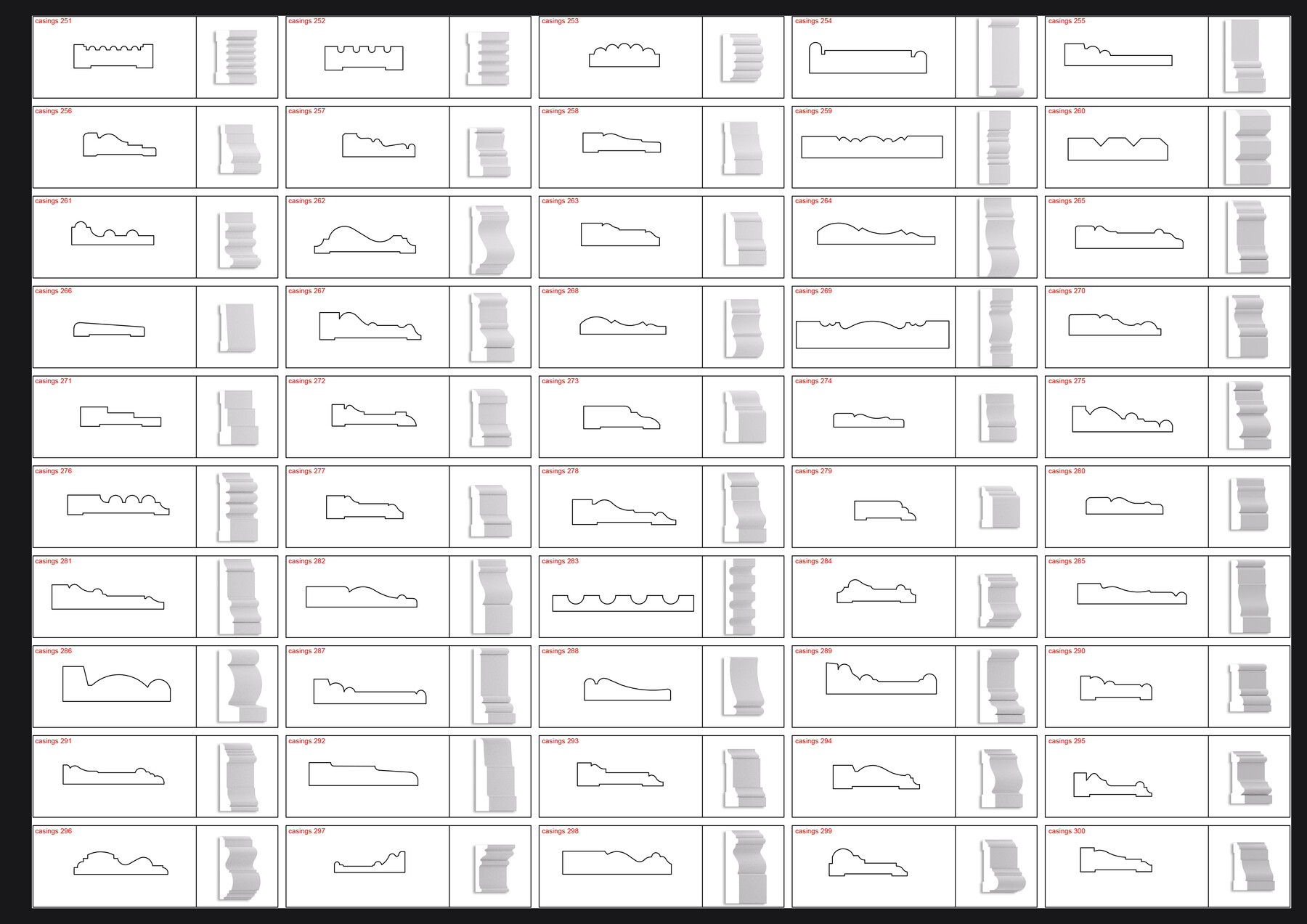 ArtStation - 1115 Molding Profile CASING +PANEL CHAIR CAP +CROWN +DOOR ...