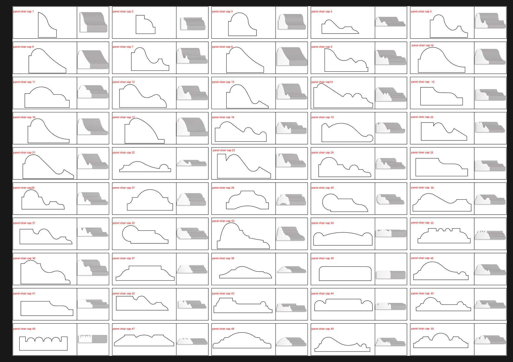 ArtStation - 1115 Molding Profile CASING +PANEL CHAIR CAP +CROWN +DOOR ...