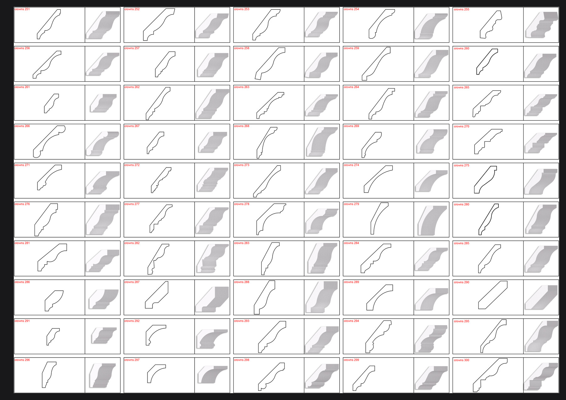 ArtStation - 1115 Molding Profile CASING +PANEL CHAIR CAP +CROWN +DOOR ...