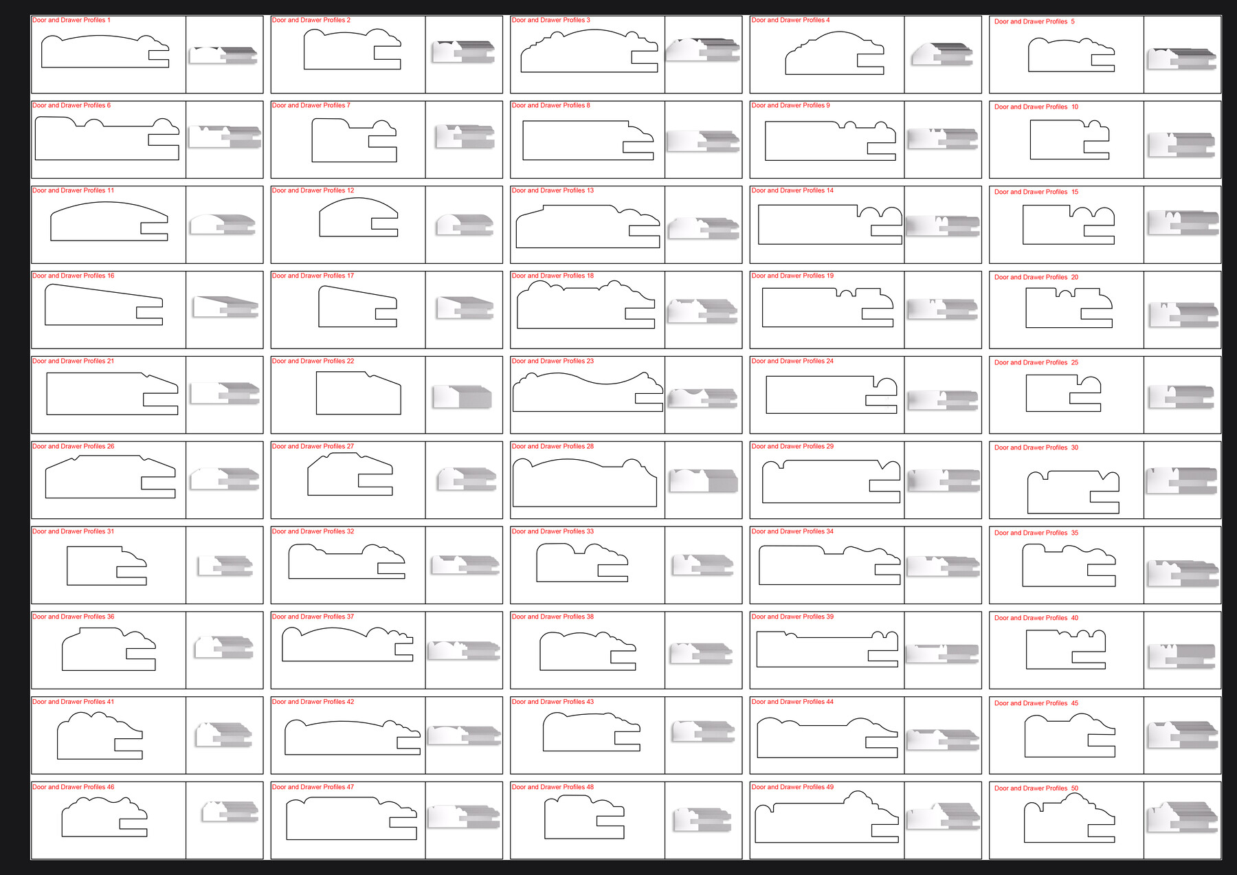 ArtStation - 1115 Molding Profile CASING +PANEL CHAIR CAP +CROWN +DOOR ...