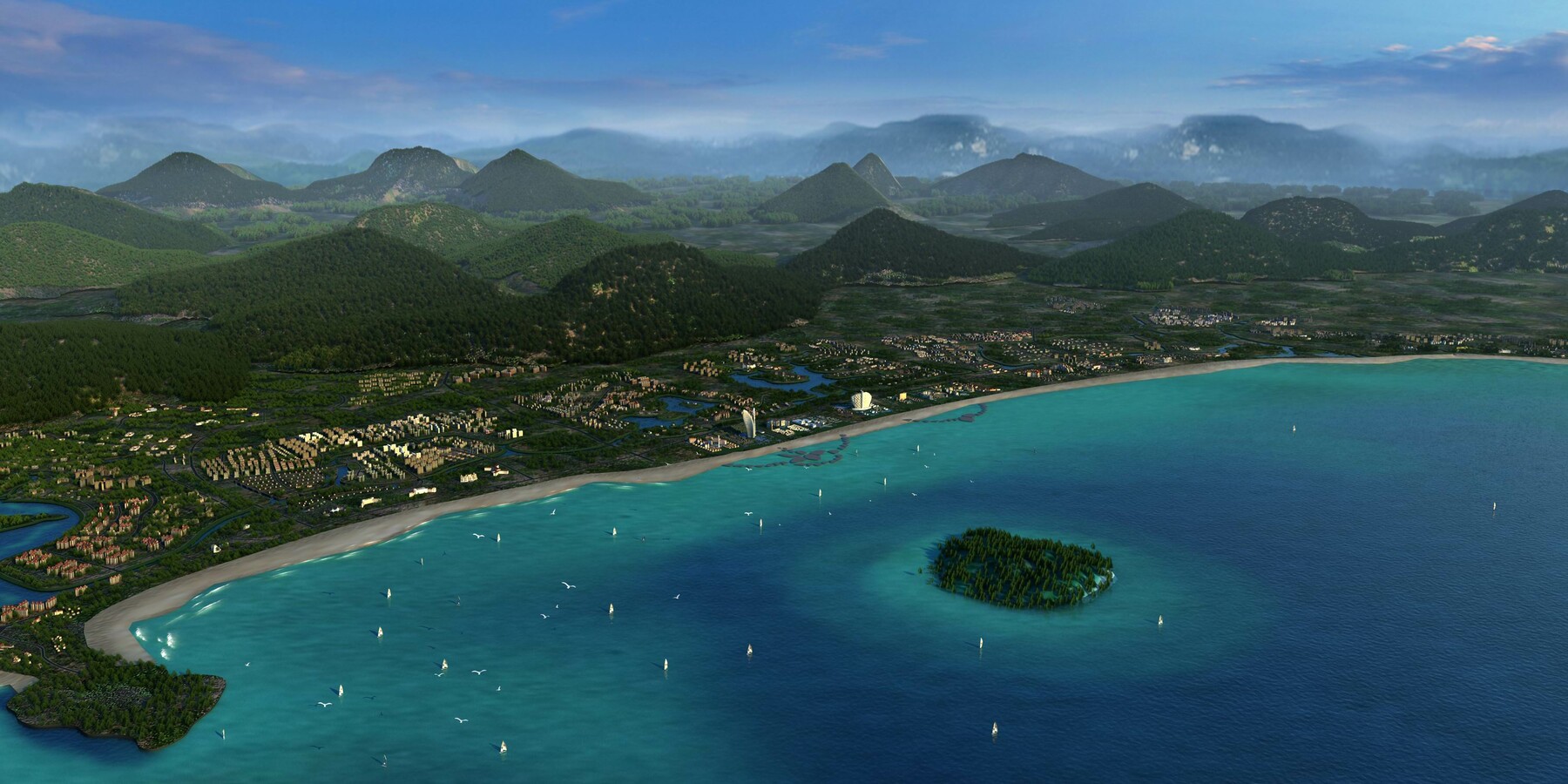 ArtStation - Busy seaside city aerial view | Resources