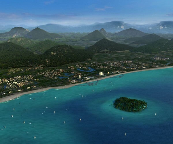 ArtStation - Busy seaside city aerial view | Resources