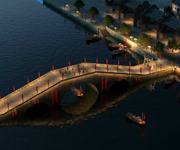 ArtStation - Ming Dynasty City - Old Bridge Night Scene 01 | Resources