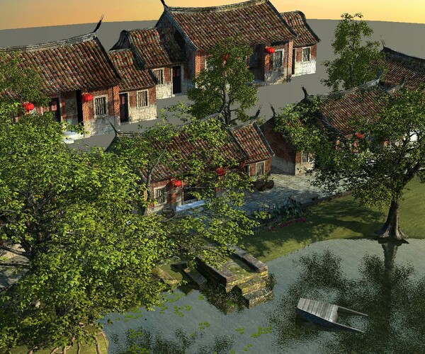 ArtStation - Ming Dynasty - Ancient Buildings by the River 01 | Resources