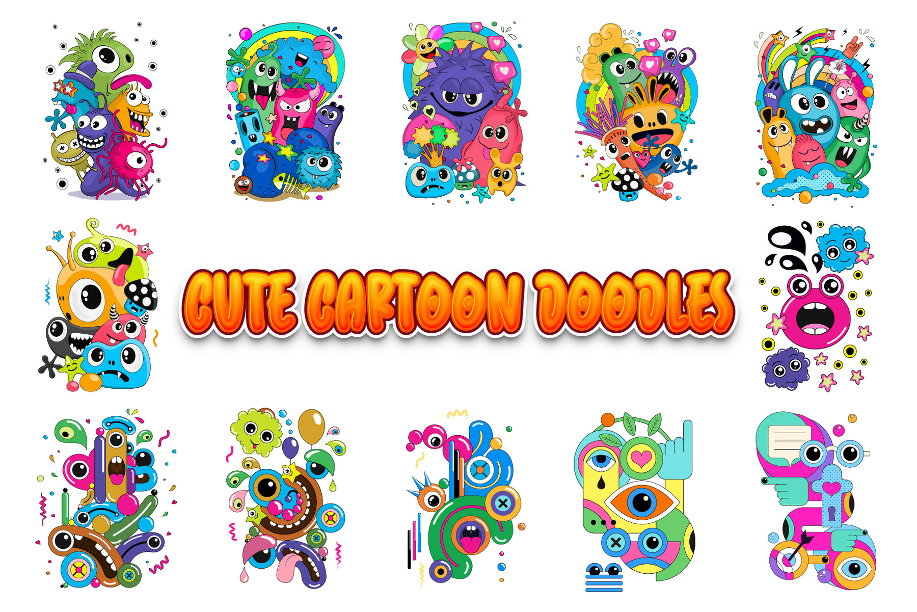 ArtStation - Set of funny cartoon doodles. | Artworks