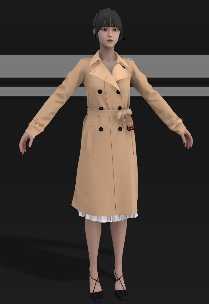 ArtStation - Double Breasted Coat Marvelous Designer project | Game Assets