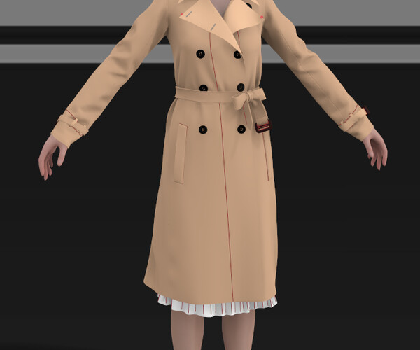 ArtStation - Double Breasted Coat Marvelous Designer project | Game Assets