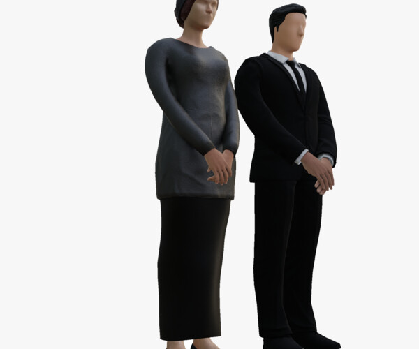 ArtStation - Man and a woman in black costume low poly PBR textures ...