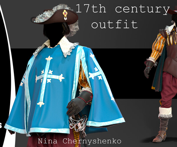 ArtStation - 17th century outfit. Marvelous Designer/Clo3d project ...