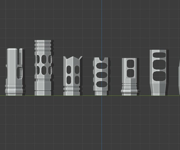 ArtStation - Low Poly Compensator Attachment Pack 1 | Game Assets