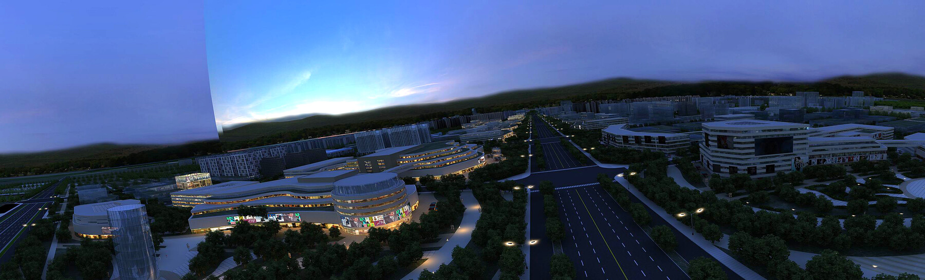 ArtStation - Urban Planning - Business Center Night Scene 01 | Resources