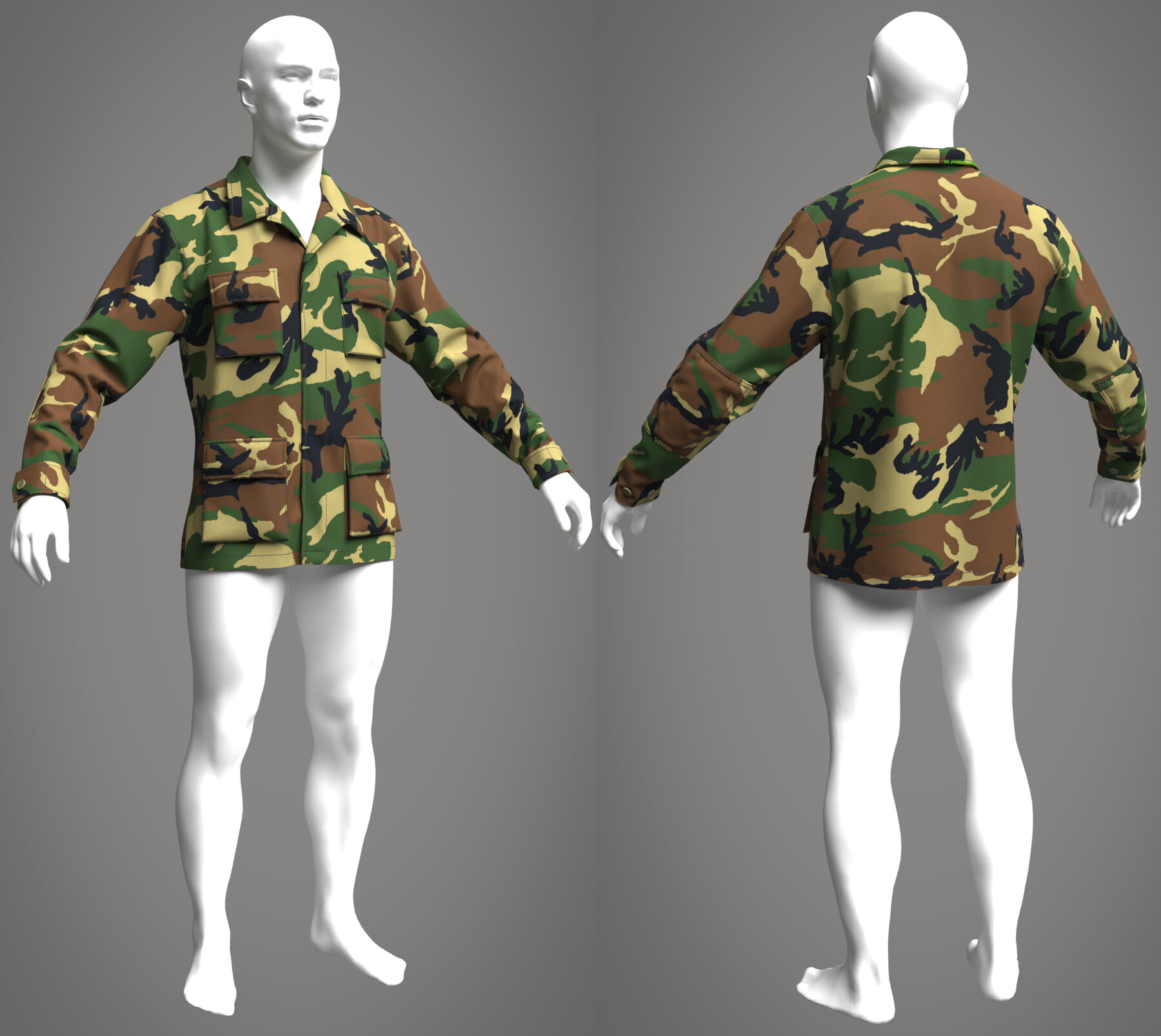 ArtStation - Military Jacket (BDU Battle Dress Uniform) (Marvelous ...