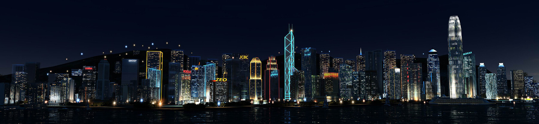 ArtStation - City - Riverside - Night Scene 01 | Resources