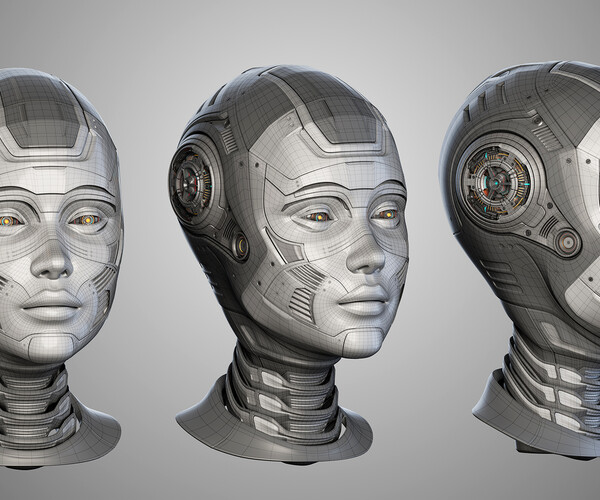 ArtStation - Cyborg Female Head (Advanced 3d Model) | Resources