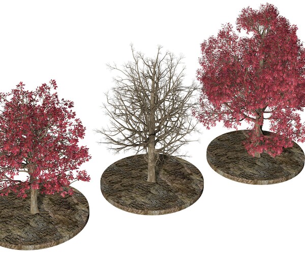 ArtStation - Three Pink trees v2 | Resources