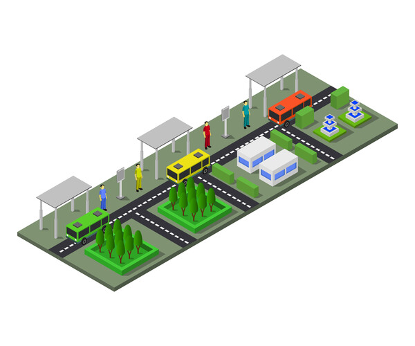 ArtStation - Isometric bus station | Artworks