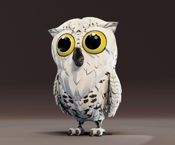 ArtStation - Cartoon Snowy Owl 3D Model | Game Assets
