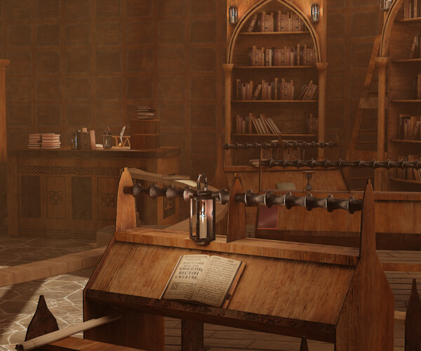 ArtStation - Medieval Library Model Pack Rustic Low-poly 3D model ...